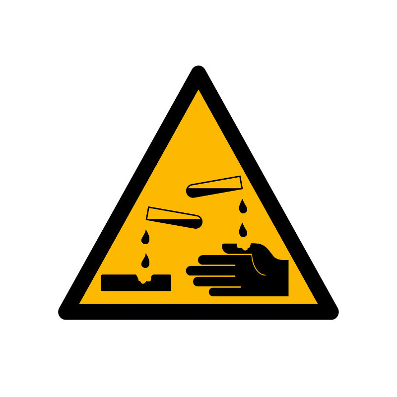 Pictogramme danger produit corrosif conforme à la norme ISO 7010.